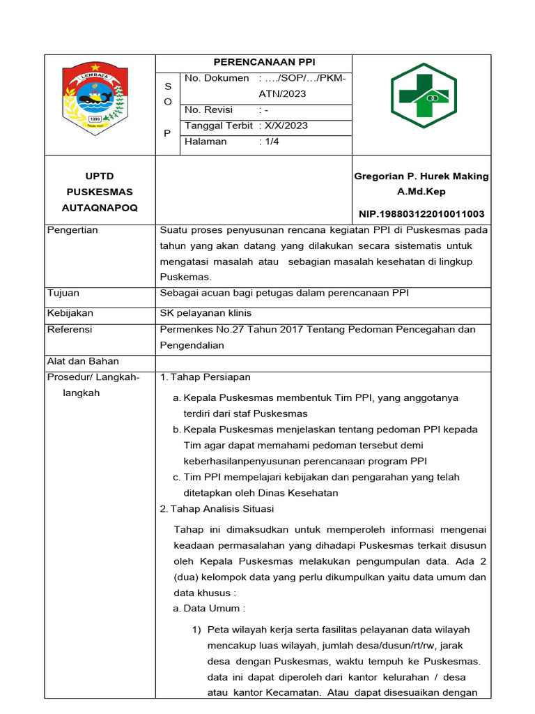 Perencanaan Ppi Sop | PDF