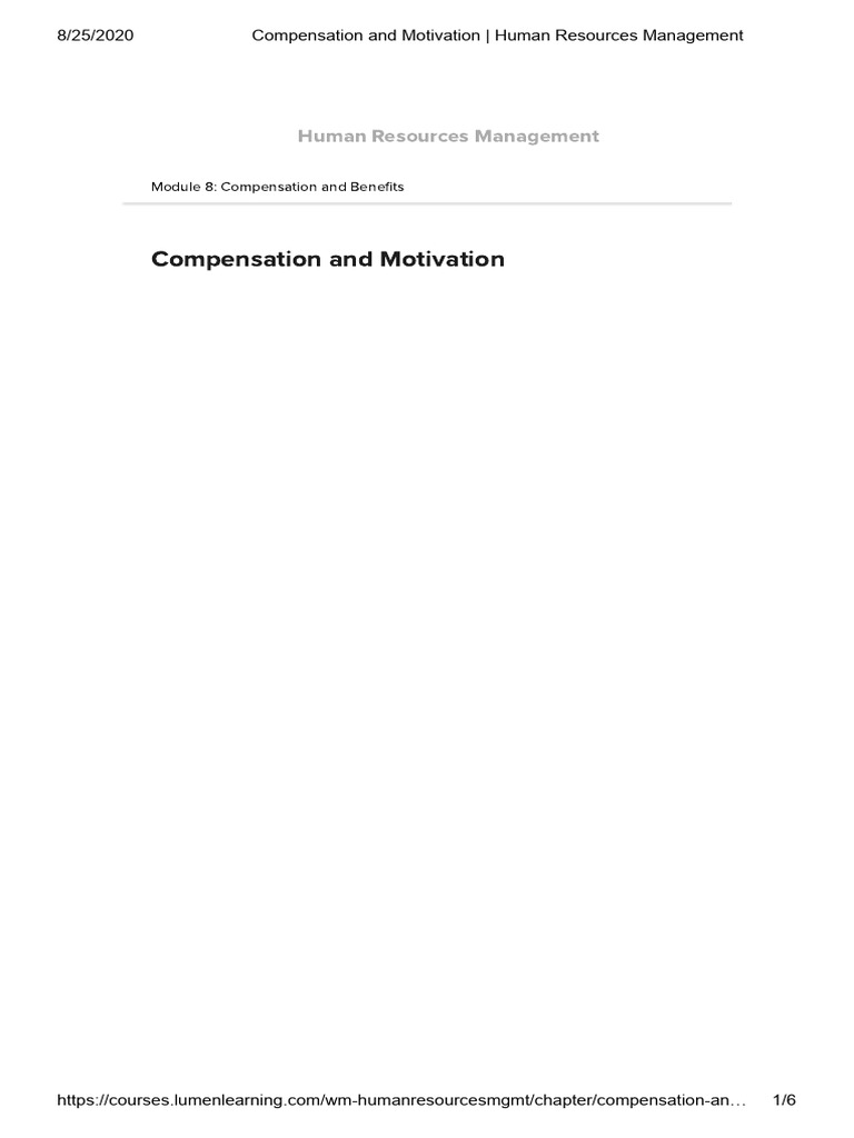 Compensation and Motivation - Human Resources Management | PDF ...