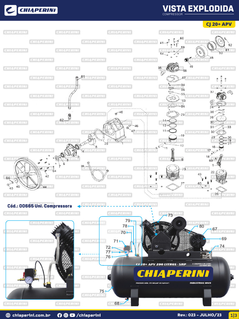 Vista Explodida CJ 20 Mais Apv-Chiaperini | PDF | Pistão | Tecnologia de motores