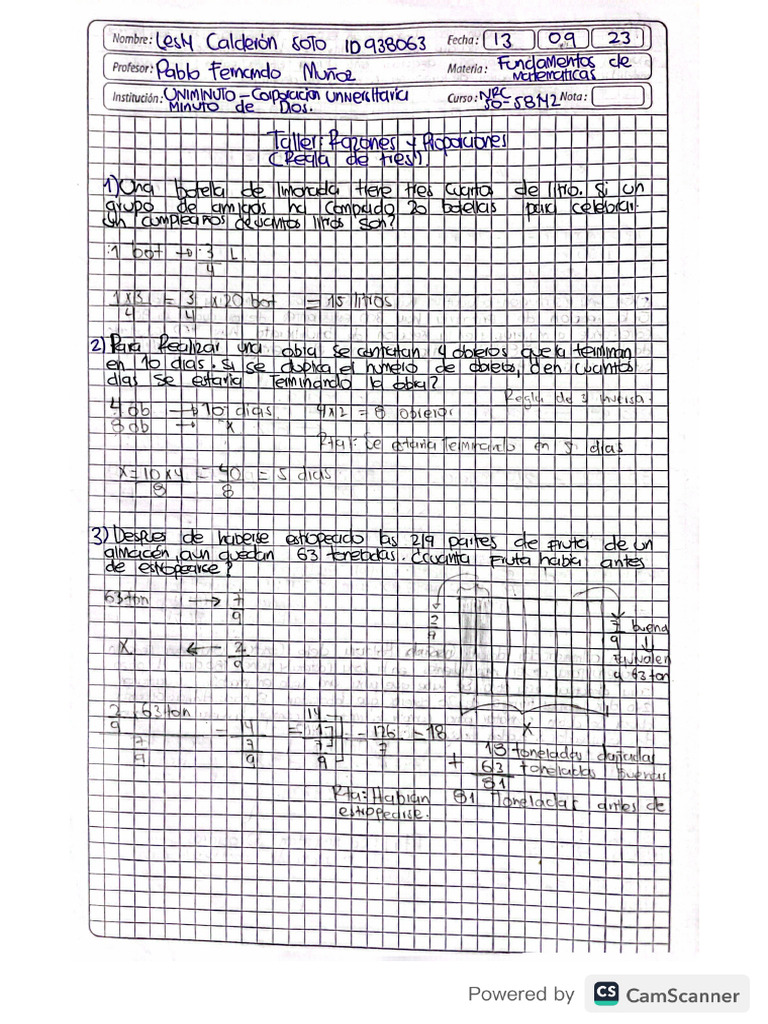 Taller Regla de Tres | PDF