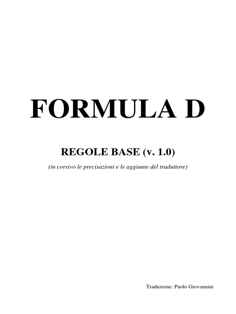 FORMULA D - Regole in Italiano PDF | PDF