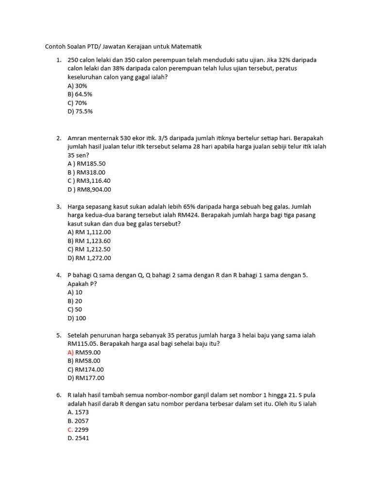 Contoh Soalan Daya Penyelesaian Masalah A41 | PDF