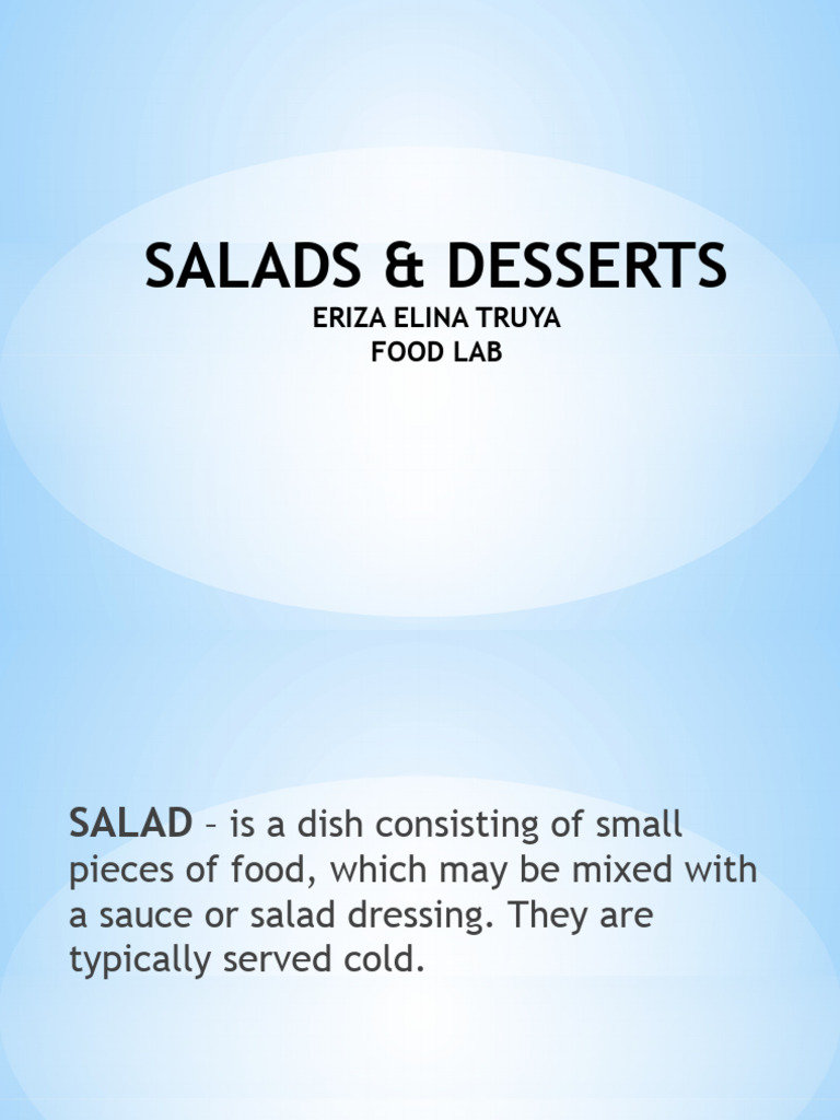 Types of Salads and Desserts Guide | PDF | Salad | Desserts
