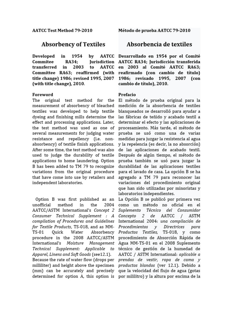 Trad-Cf-005 Aatcc Test Method 79 | PDF