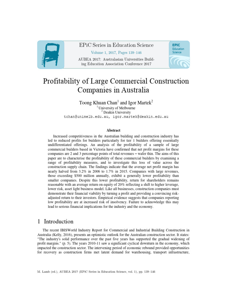 Profitability of Large Commercial Constr | PDF | Return On Equity | Profit (Economics)