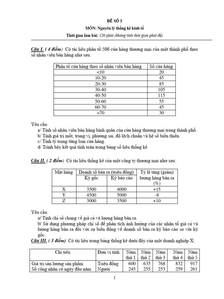 Đề số 3 - NLTK | PDF