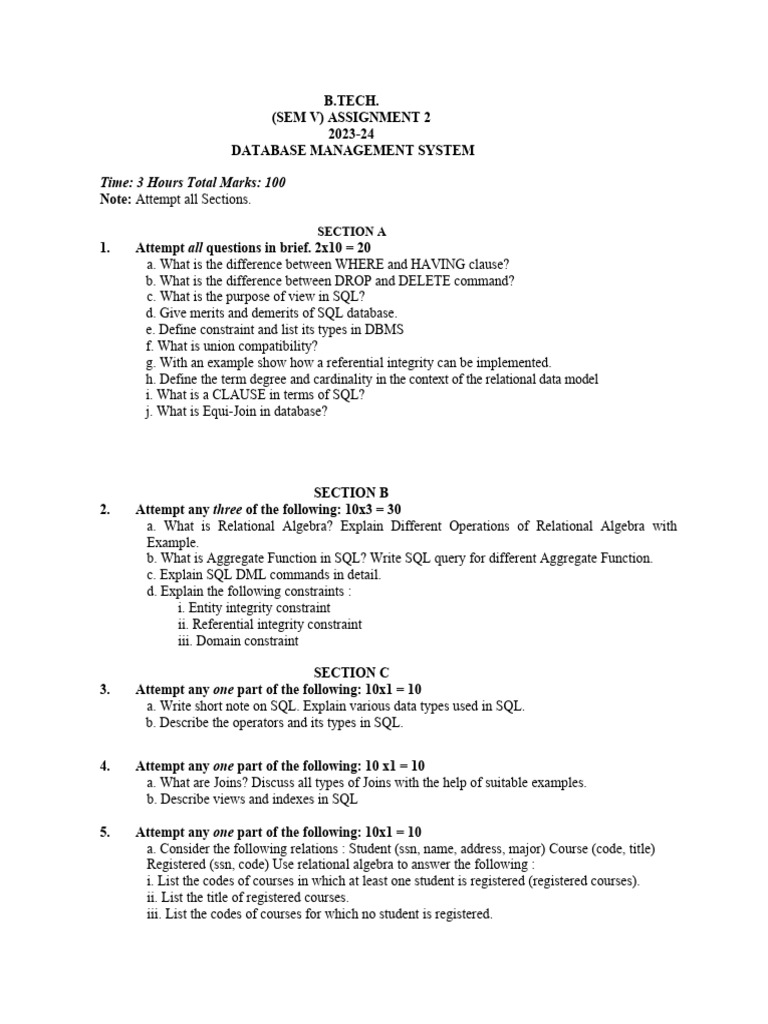 Dbms Unit 2 Assignment | PDF | Relational Database | Relational Model