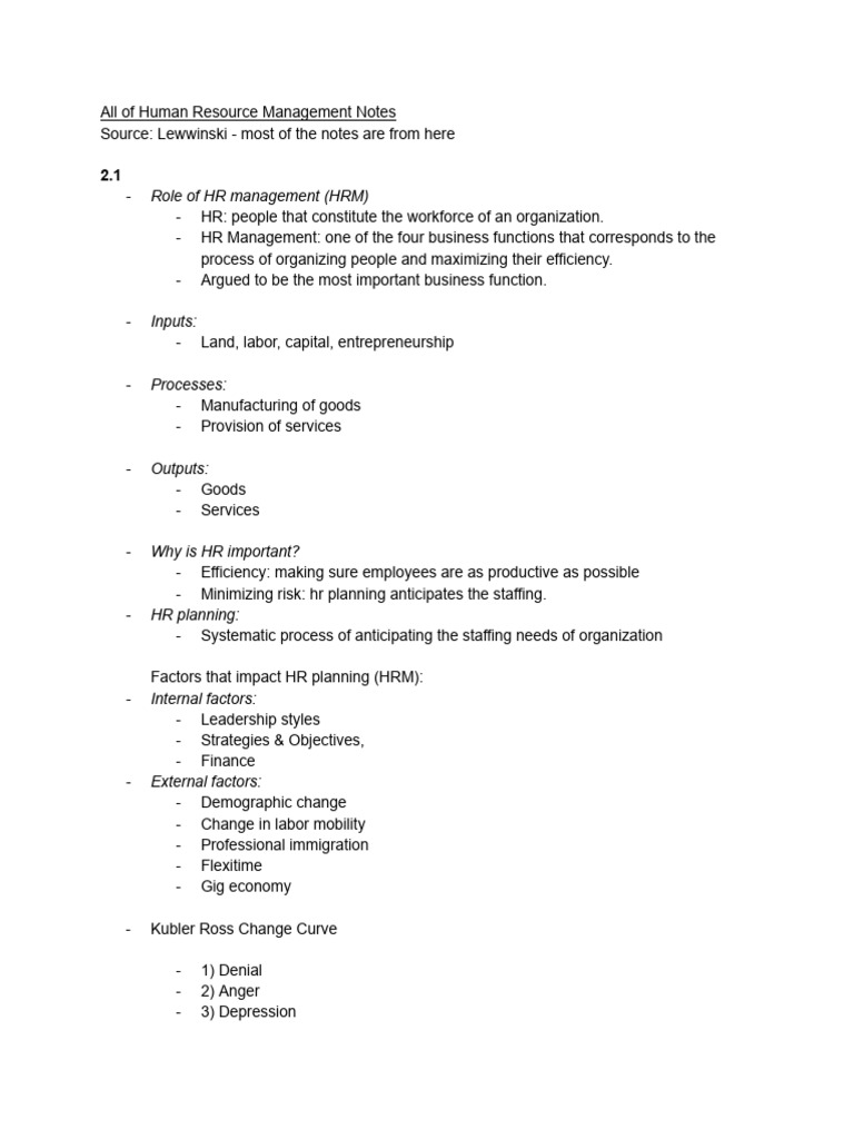 All of Human Resource Management Notes - Alba Pardos Salzano | PDF ...