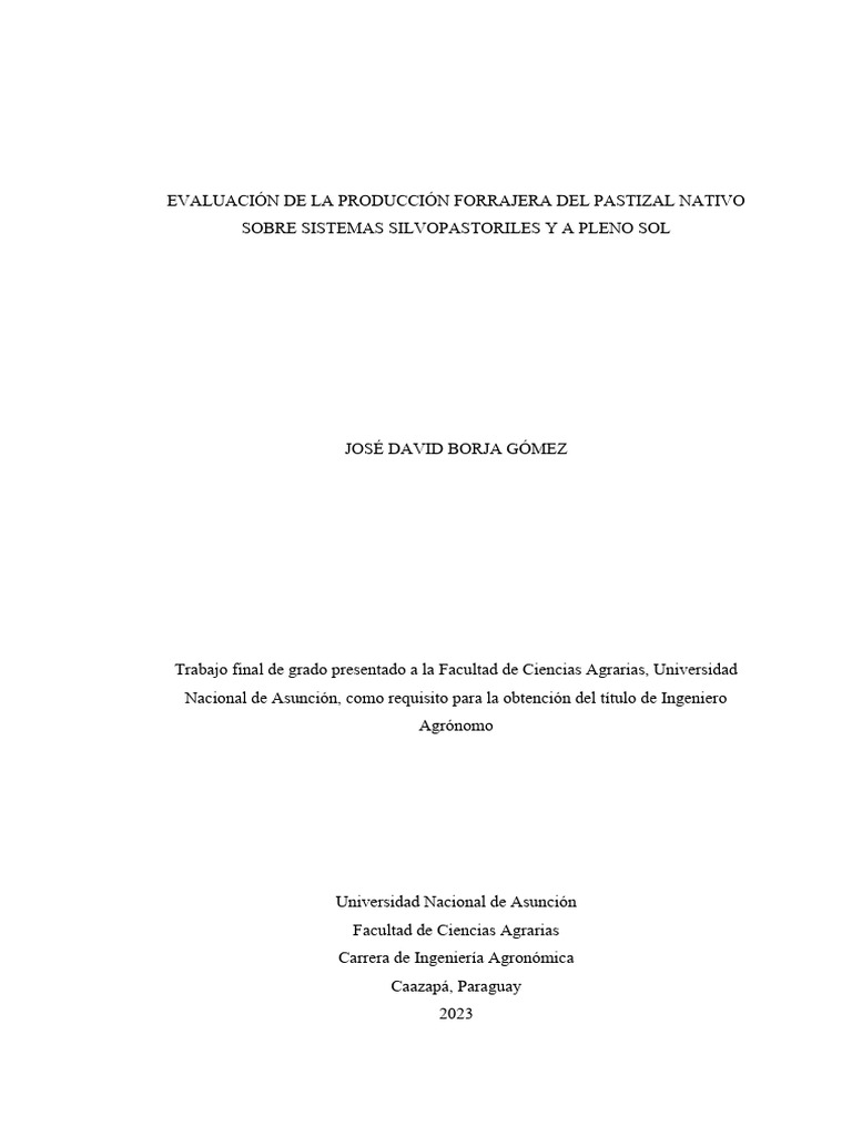 Tesis Borrador David Borja Final 2023 | PDF | Pasto | Pasto