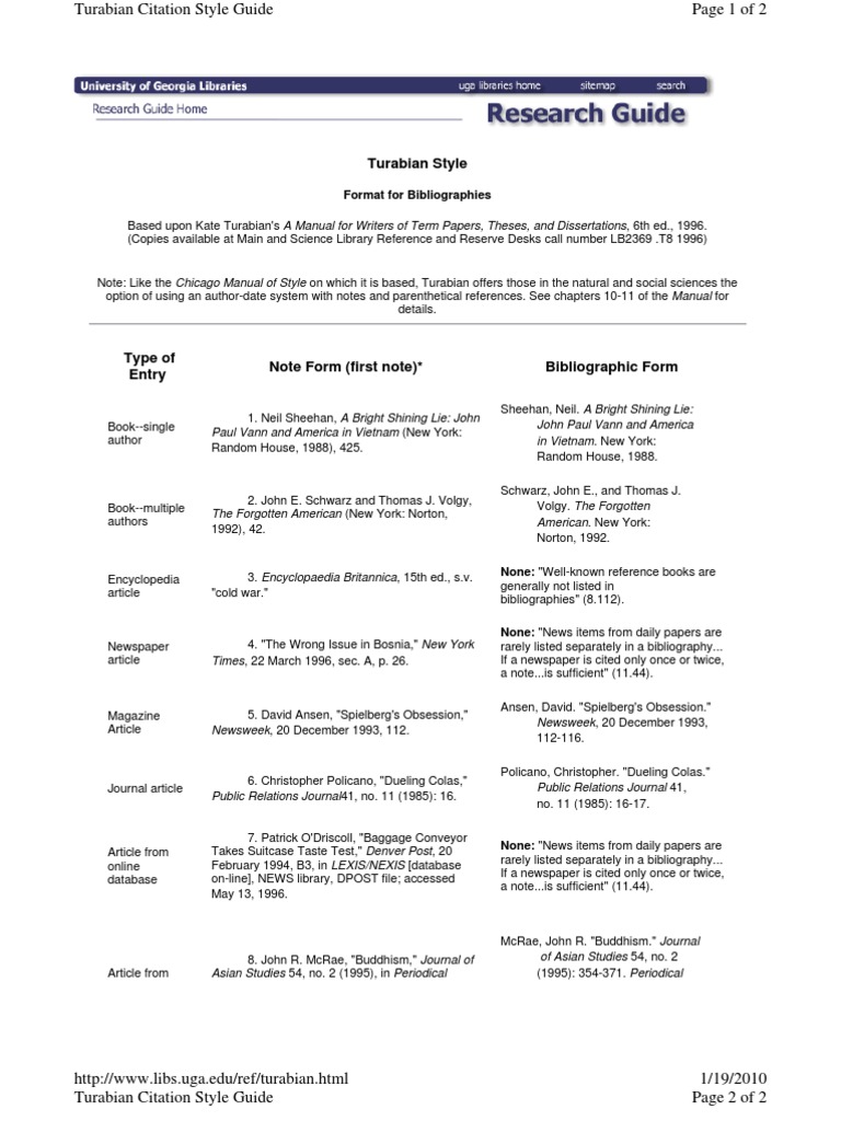 Turabian Citation Style Guide | PDF | A Manual For Writers Of Research ...