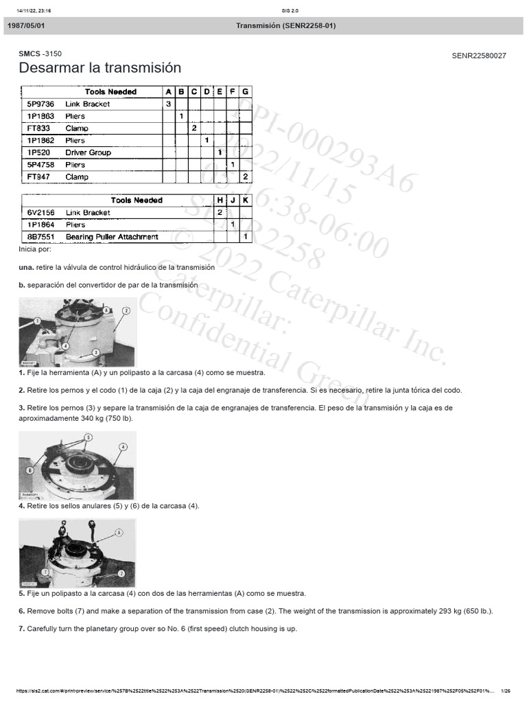 Desarmado y Armado de Transmision 950B | PDF | Piston | Clutch