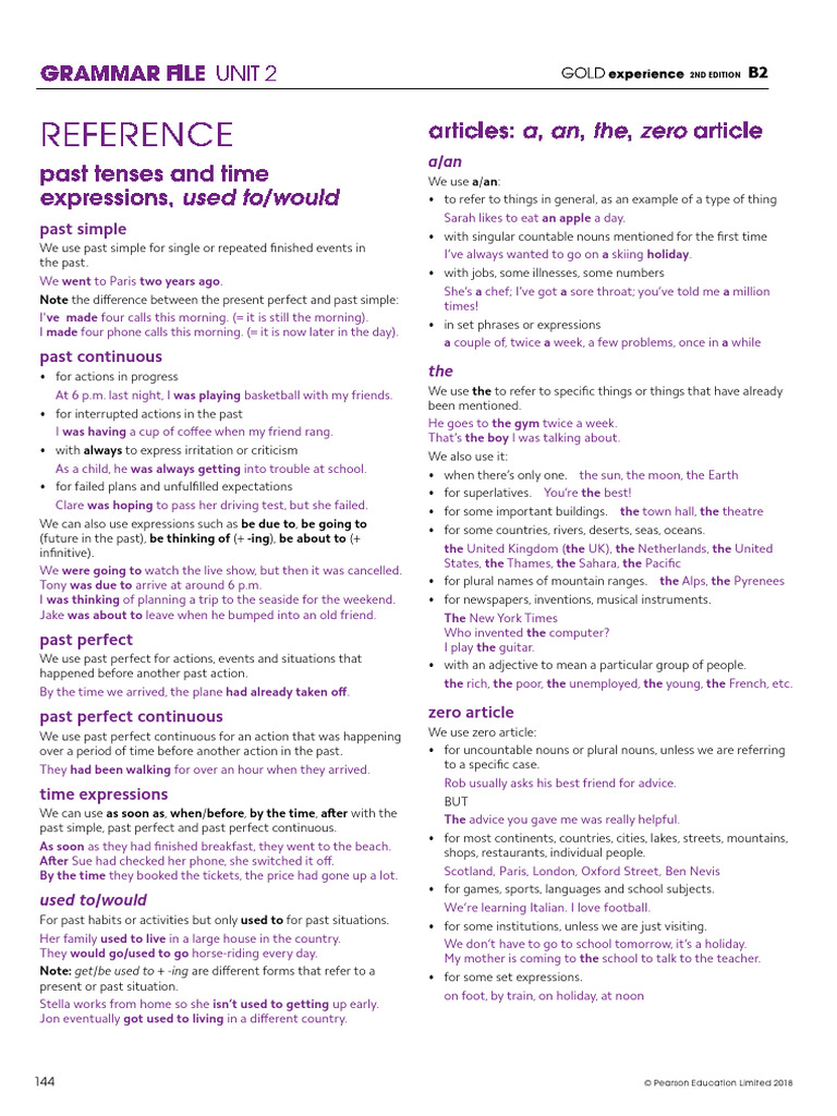 Gold Exp 2e B2 GrammarFiles U2 | PDF | Linguistics | Grammar