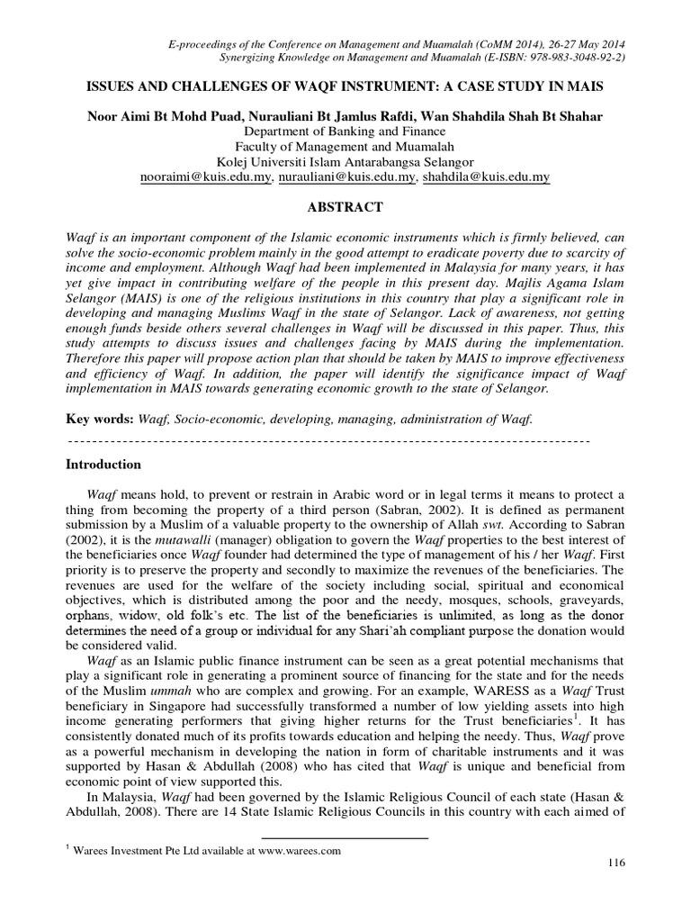Issues and Challenges of Waqf Instrument | PDF