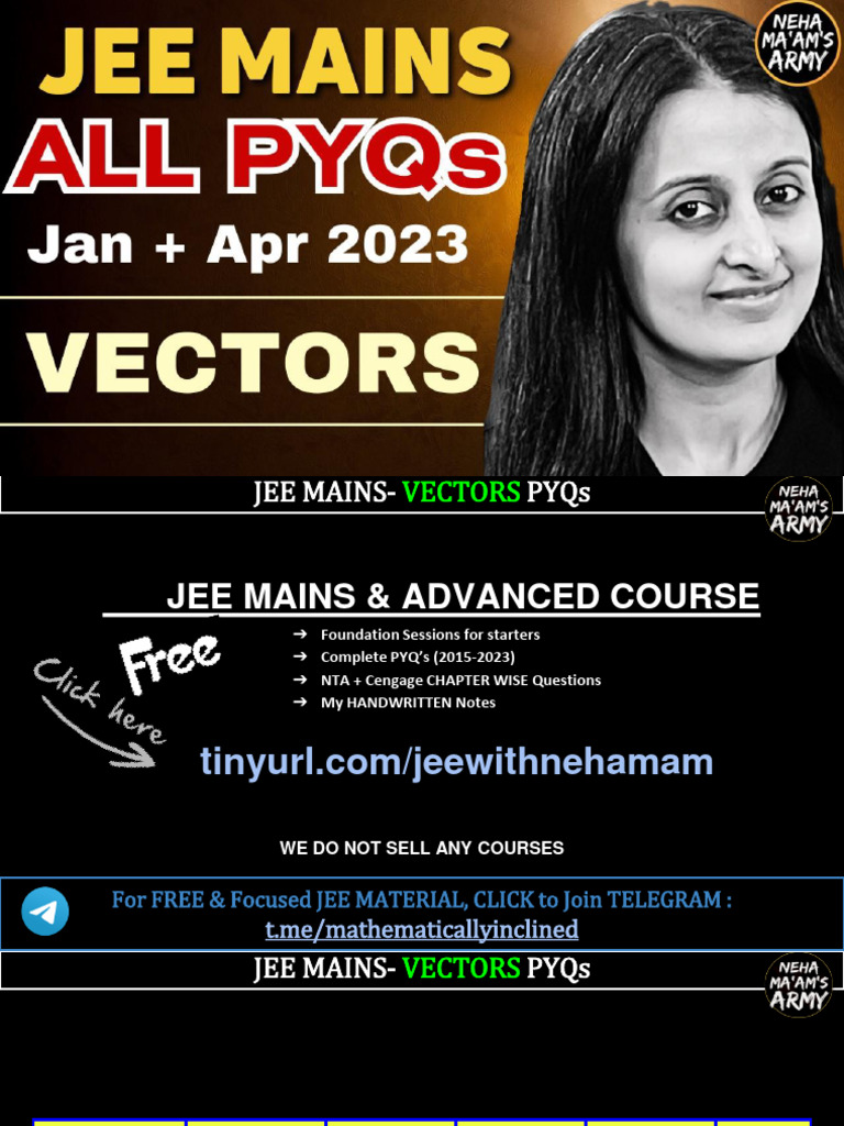 Vector - All JEE 2023 PYQs | PDF | Mathematical Objects | Geometry