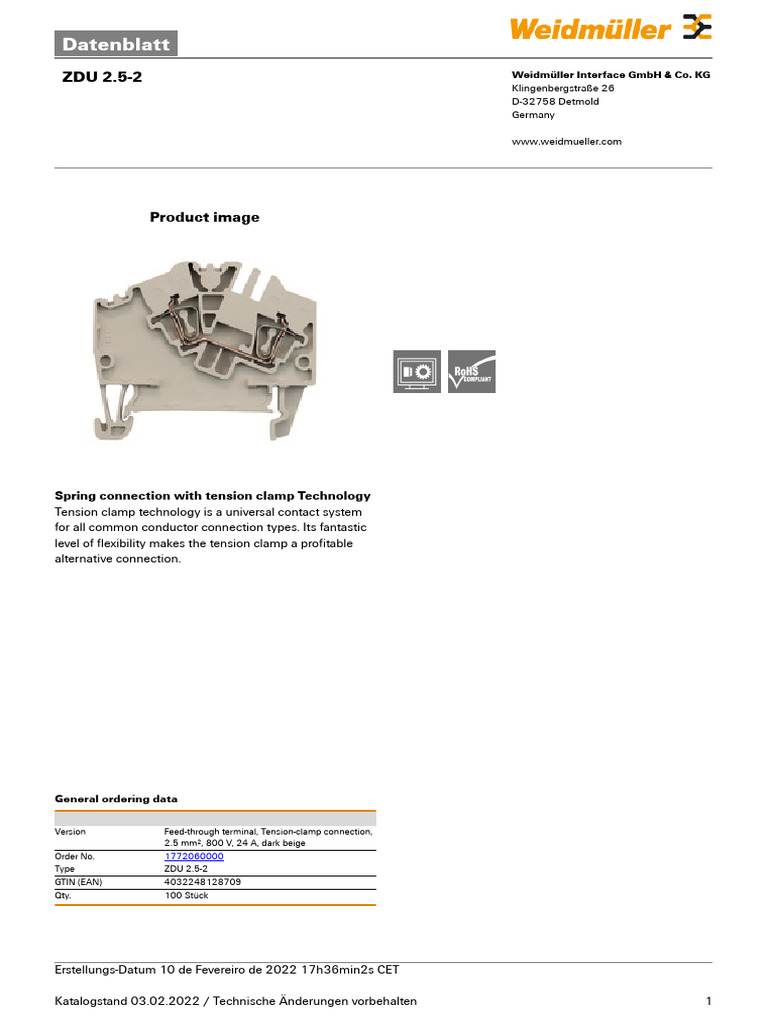 ZDU 2.5-2 PT | PDF | Electrical Connector | Electrical Wiring