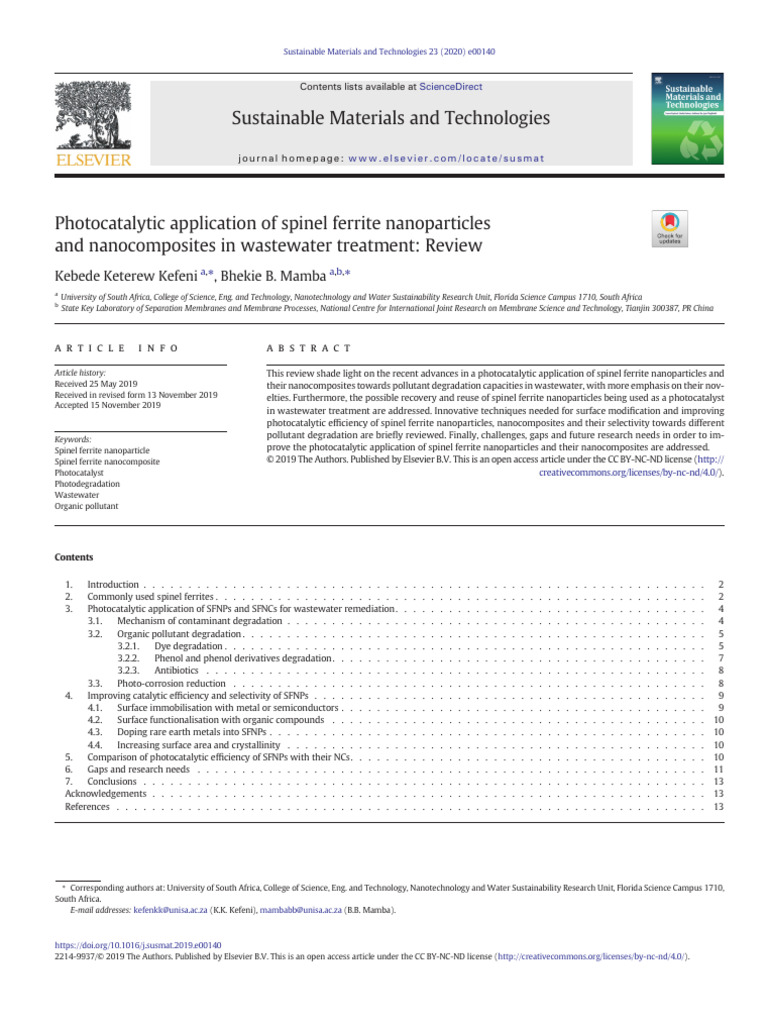 Photocatalytic Application of Spinel Ferrite Nanop | PDF | Chemical ...