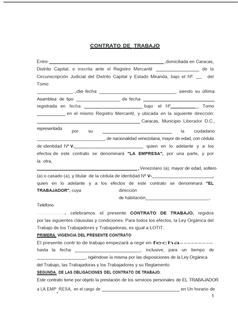 Modelo de Contrato de Trabajo | PDF | Derecho laboral | Business