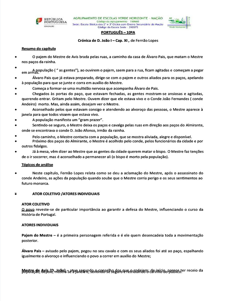 PDF Resumo Do Capitulo Xi Cronica de D Joao I - Compress | PDF