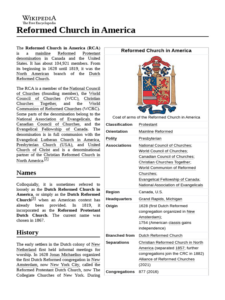 Reformed Church in America | Download Free PDF | Protestant ...