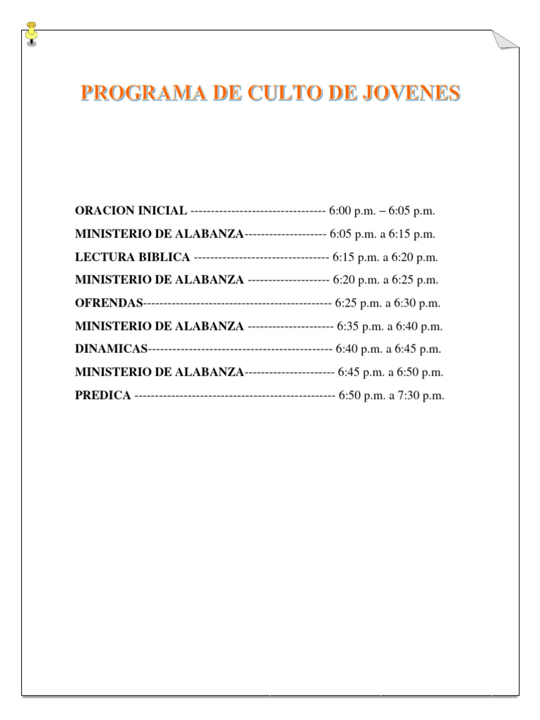 Programa de Culto de Jovenes 6-9-23 | PDF