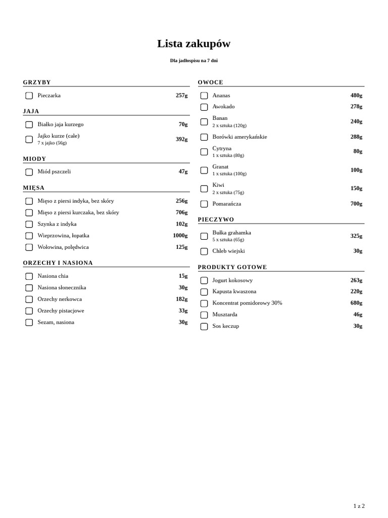 Jadlospis Dla Kamil Nowak | PDF