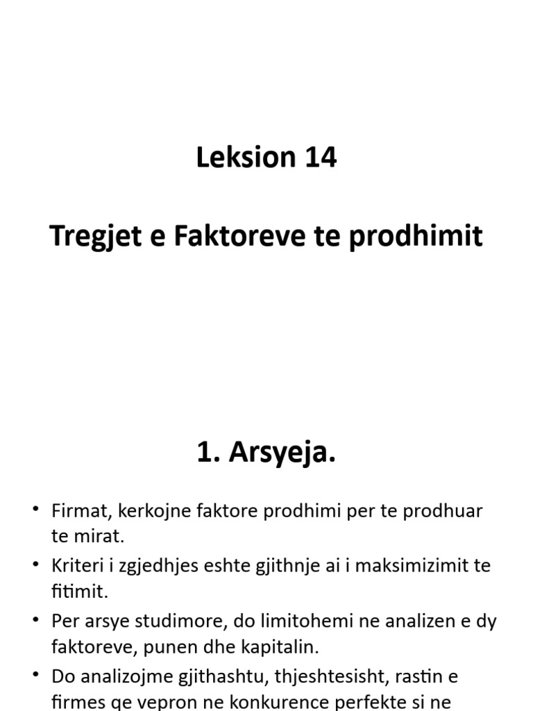 14-Tregjet e Faktoreve Te Prodhimit | PDF