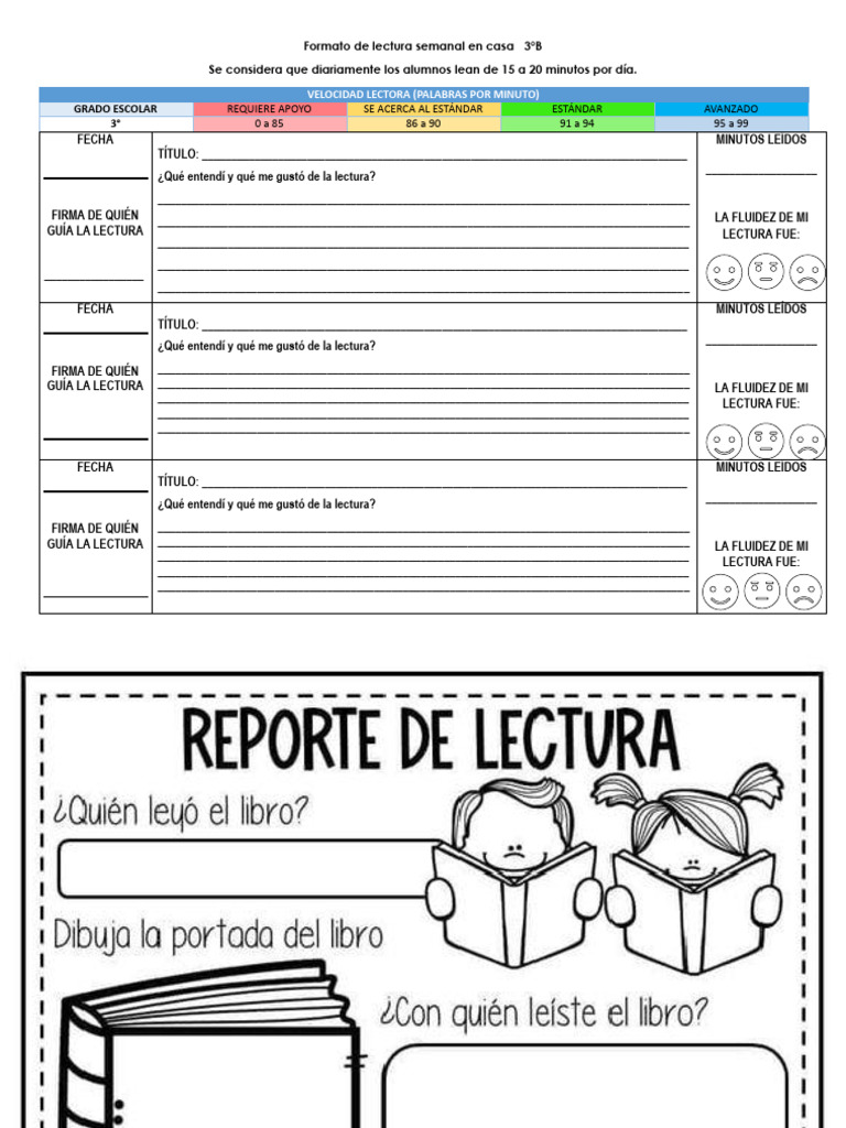 Formato de Lectura Semanal 3°B | PDF | Lectura (proceso) | Psicología ...