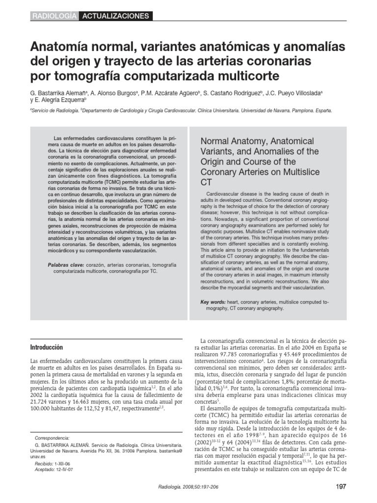 Anatomía Normal, Variantes Anatómicas y Anomalías Del Origen y Trayecto ...