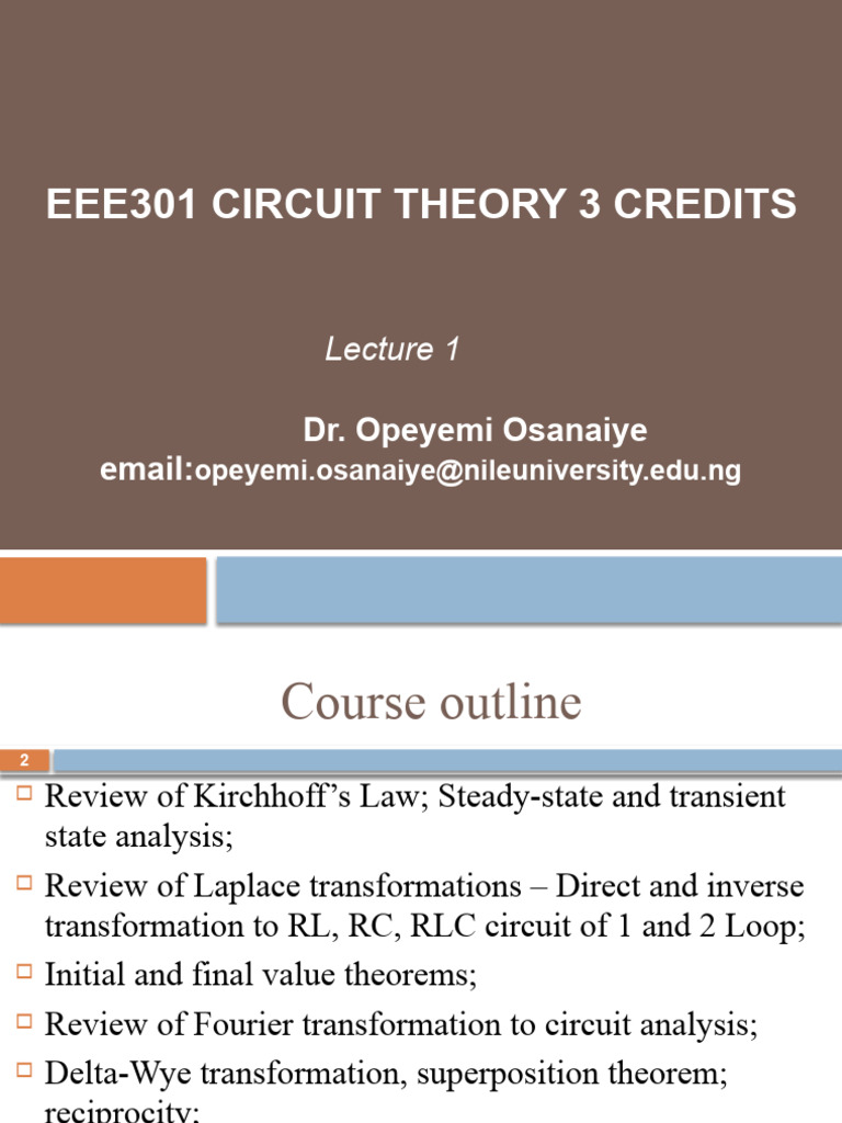 EEE301 Circuit Theory | PDF | Electrical Network | Passivity (Engineering)