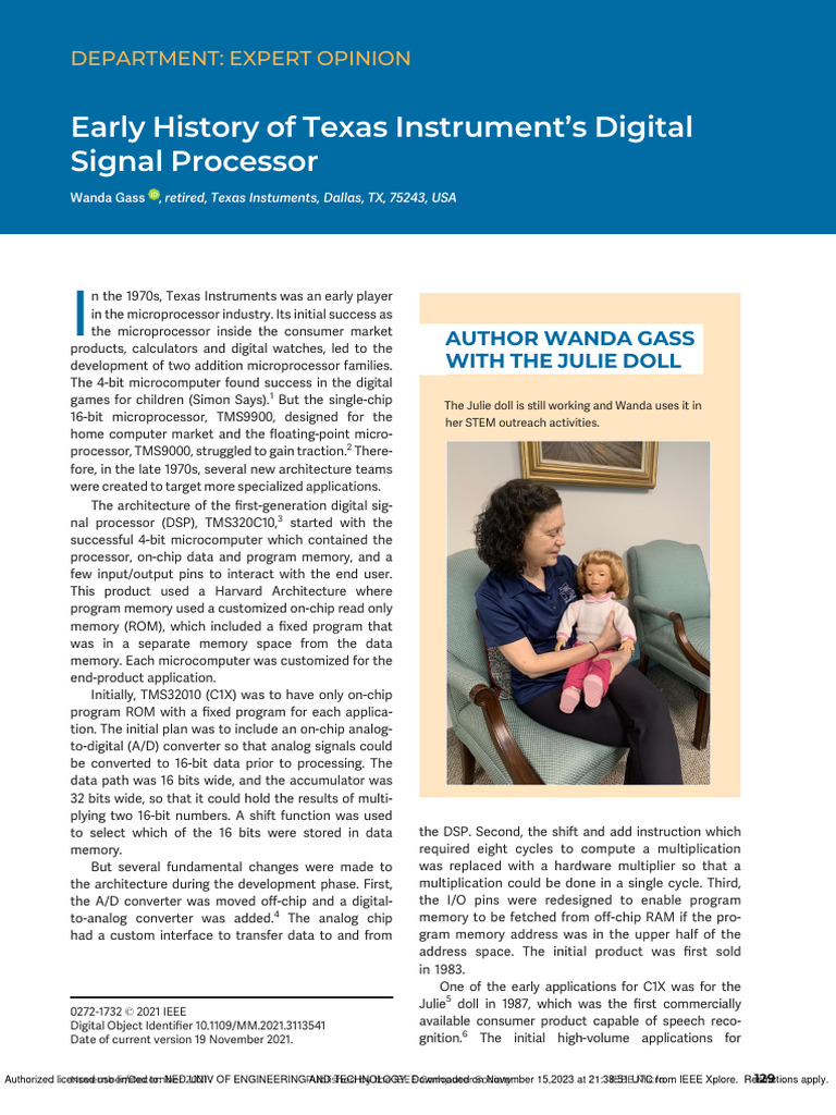 Early History of Texas Instruments Digital Signal Processor | PDF ...