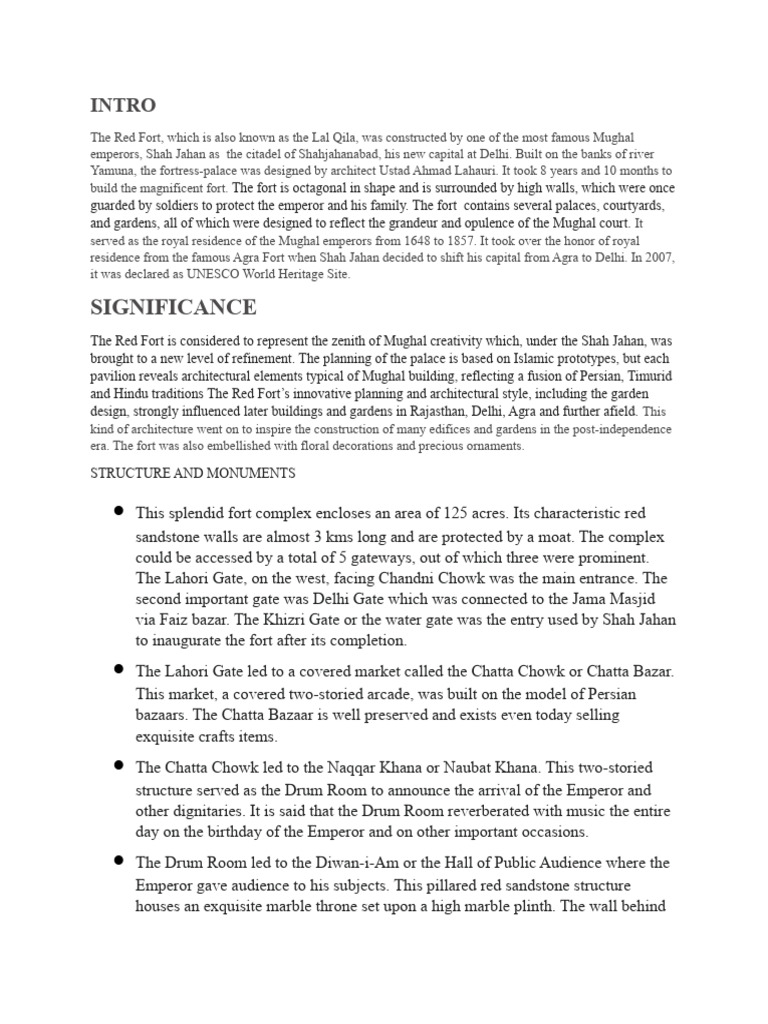 The Red Fort Pdf Art