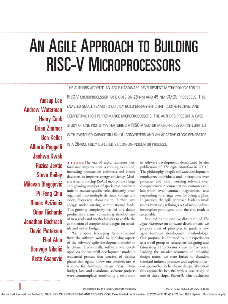 An Agile Approach To Building RISC-V Microprocessors | PDF | Agile Software Development ...