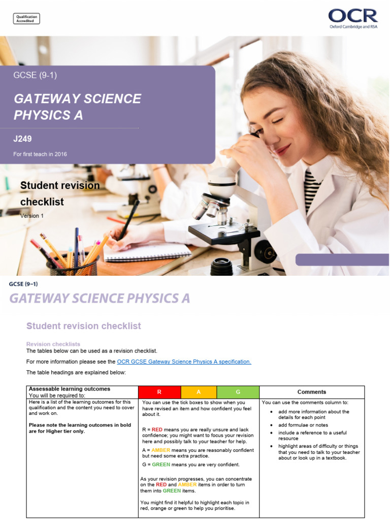 Student Revision Checklist | PDF | Waves | Radioactive Decay