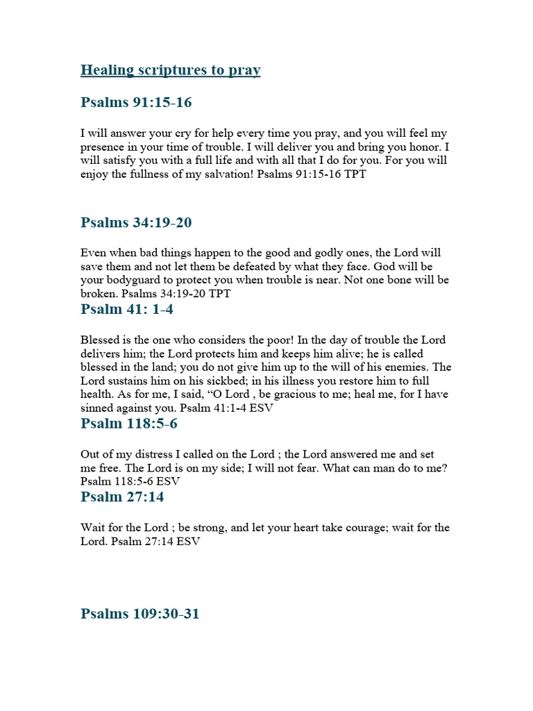Healing Scripture Verses | PDF | Religious Belief And Doctrine