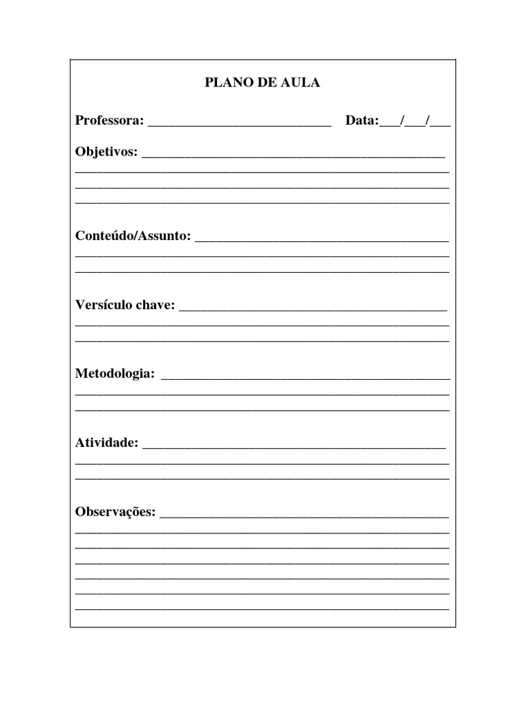 Plano de Aula em Branco | PDF
