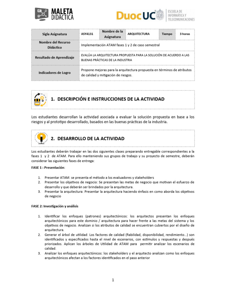 3.1.3 Actividad Implementación ATAM en Sus Dos Primeras Fases Caso Semestrel | PDF | Arquitecto ...