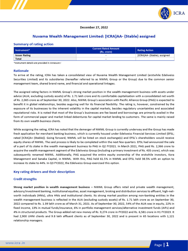 Nuvama Wealth Management Limited | PDF | Equity (Finance) | Stocks