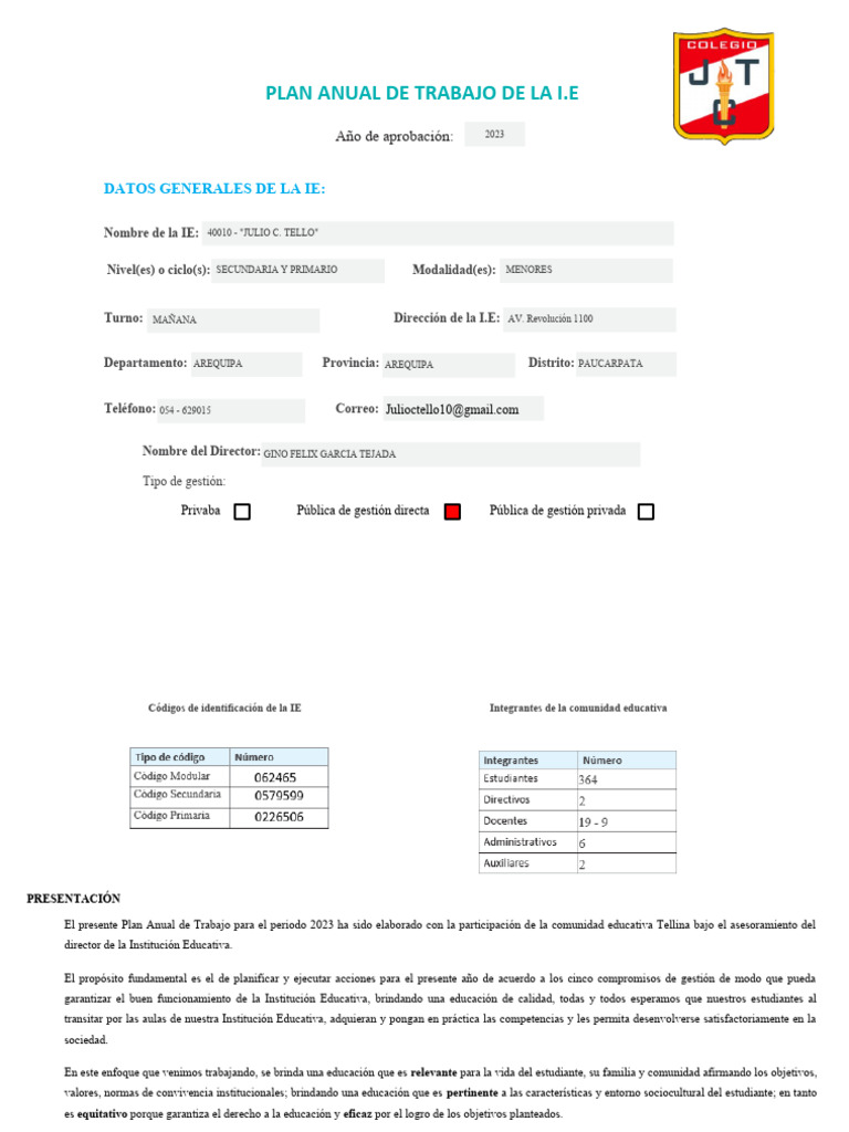 Pat 2023 - 40010 Julioc - Tello Modificado Ultimo | PDF | Enseñando ...