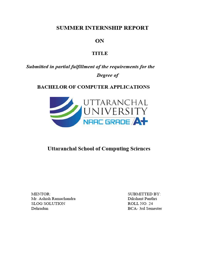 Summer Internship Report | PDF | C++ | Data Type