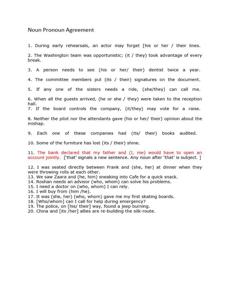 Noun Pronoun Agreement | PDF