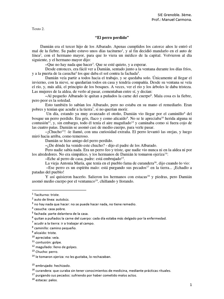 2 El Perro Perdido SOLUCIÓN | PDF | Literatura española