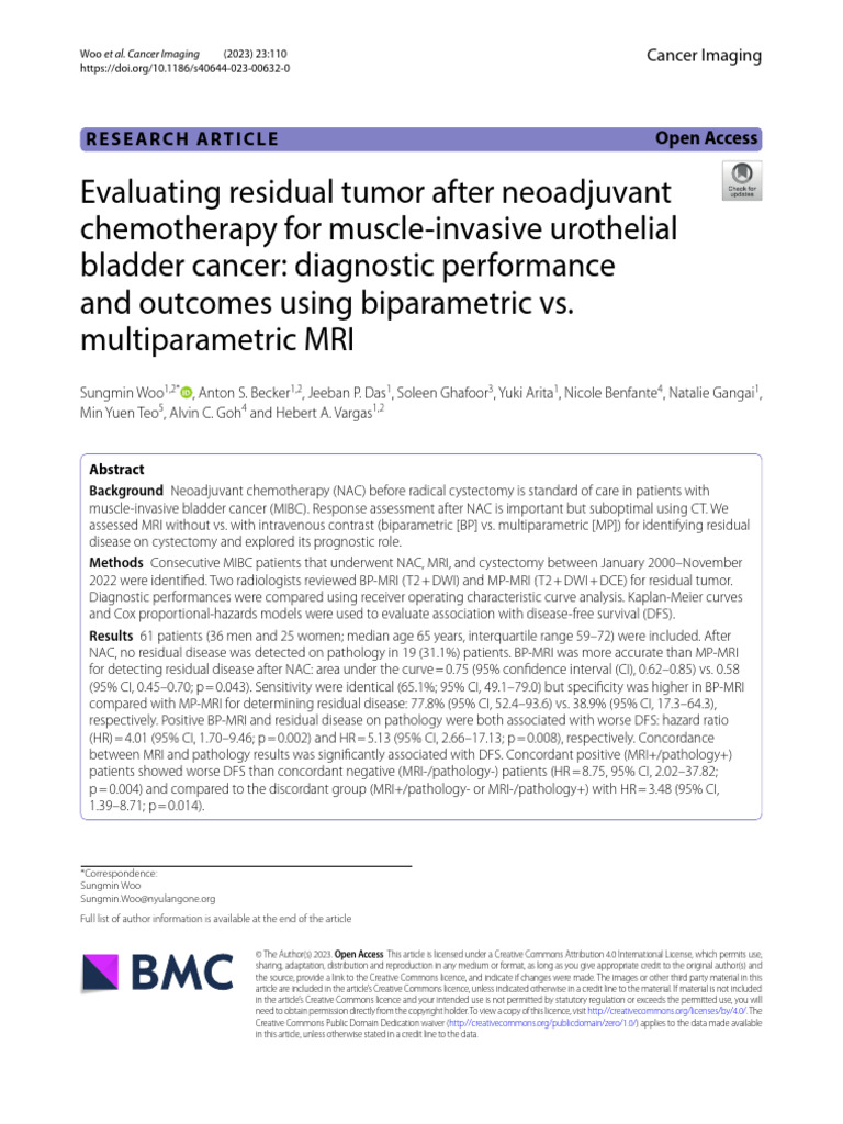 Bladder Post Neoadj ChemoTx Resection40644 - 2023 - Article - 632 | PDF ...