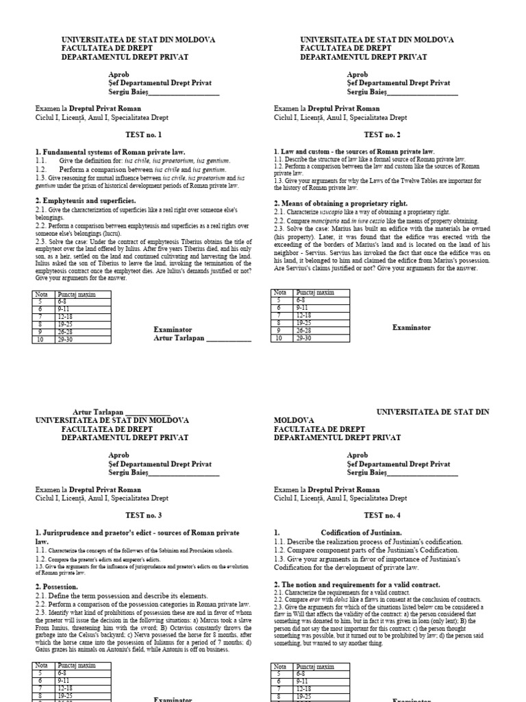 Teste Examen DPR 2020 | PDF | Citizenship | Roman Law