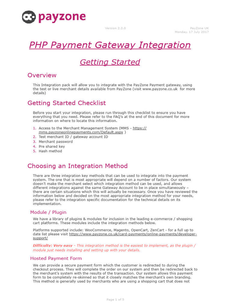 PayZone PHP Payment Integration Guide | PDF | Password | Point Of Sale