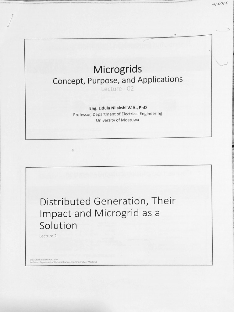 Microgrids Lecture 02 | PDF | Distributed Generation | Electrical Grid