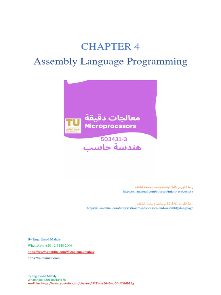 Chapter 4 Assembly Language Programming Summary Pdf