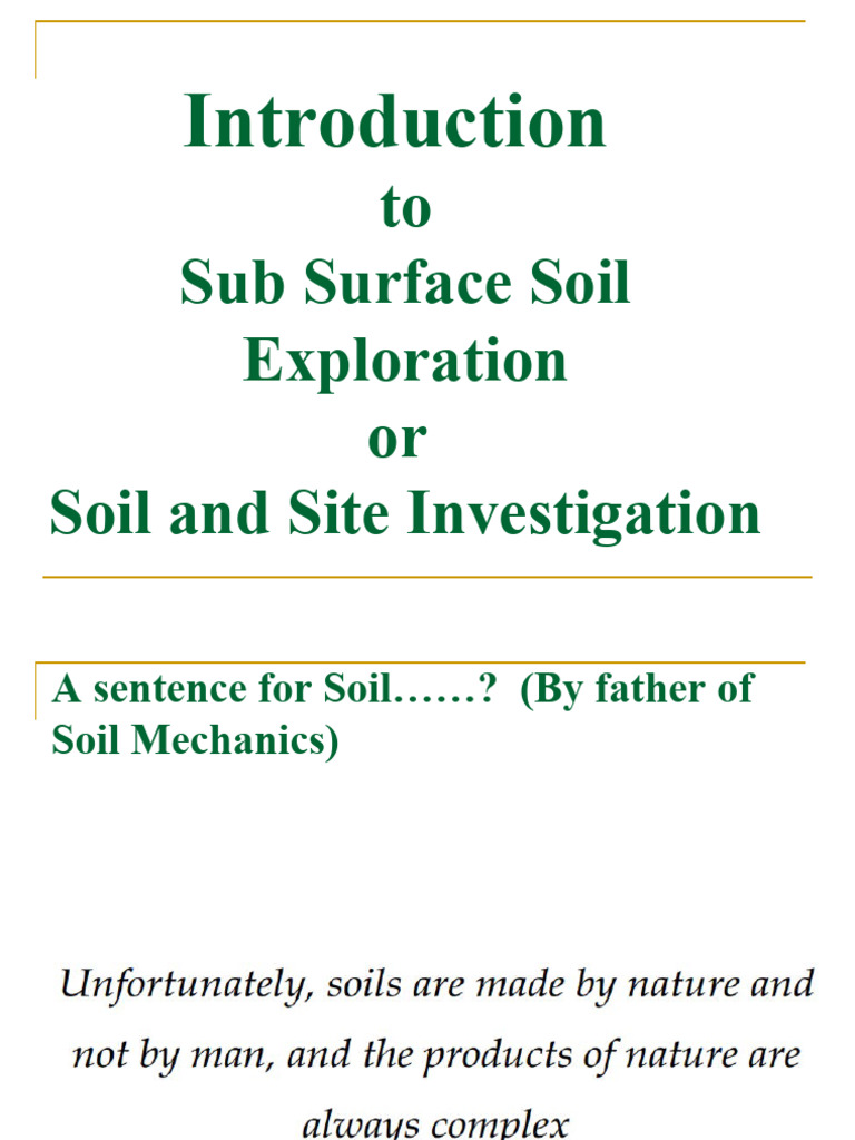 Lecture 03-Sub Surface Soil-Exploration | PDF | Geotechnical ...