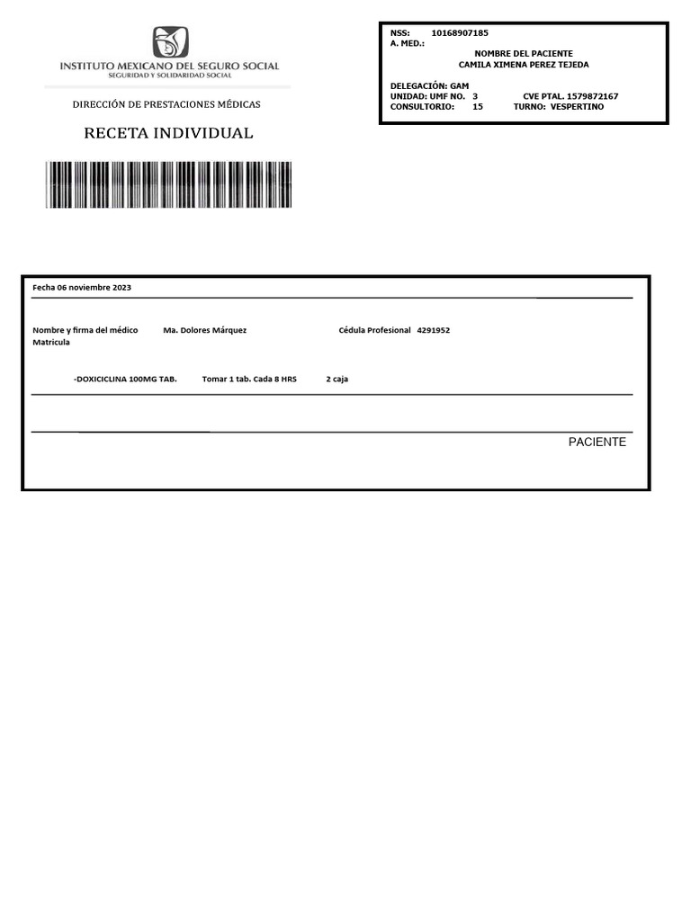Receta IMSS Editable | PDF