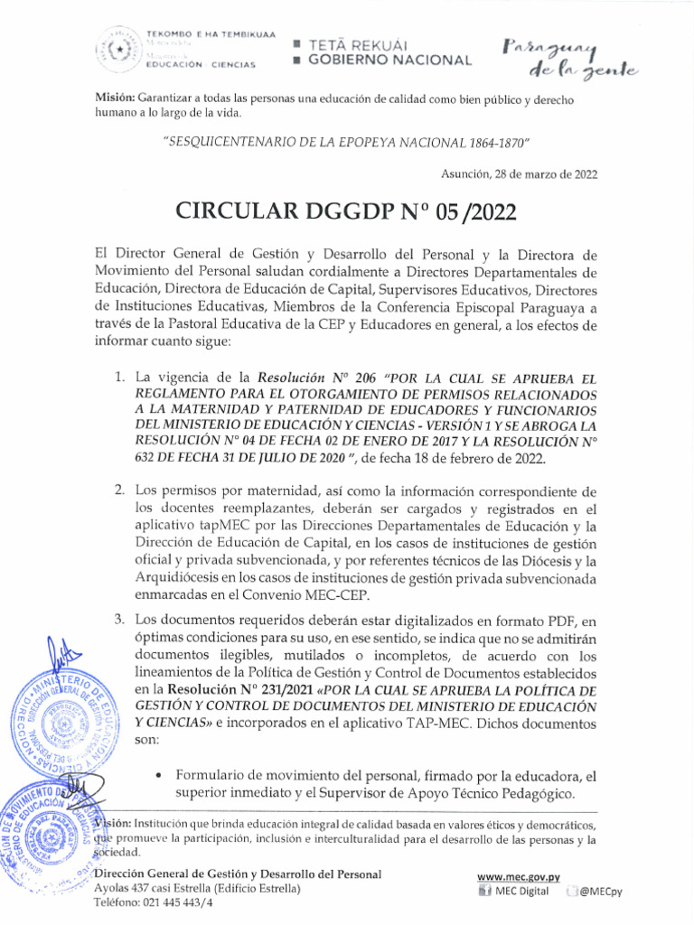 Circular DGGDDP 05 2022 | PDF