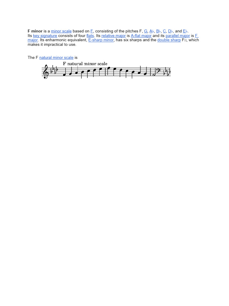 F Minor Scale: Key Signature & Details | PDF